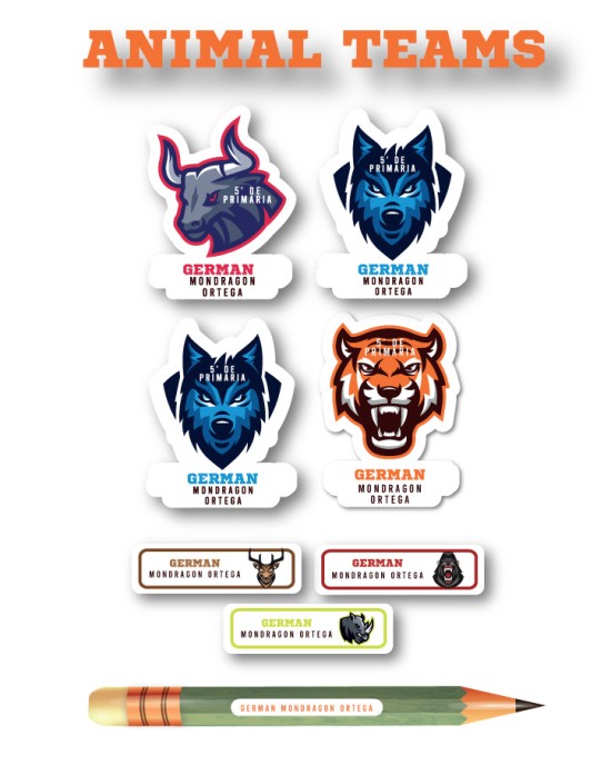 Escuela Adheribles Animal Teams - Escuela Vinil Animal Teams\