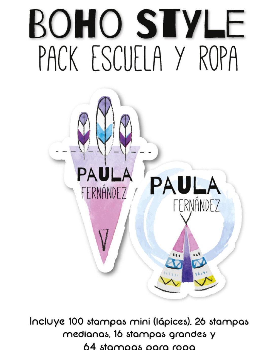 Stampa | Pack Ropa y Escolares | Etiquetas para Útiles y Ropa